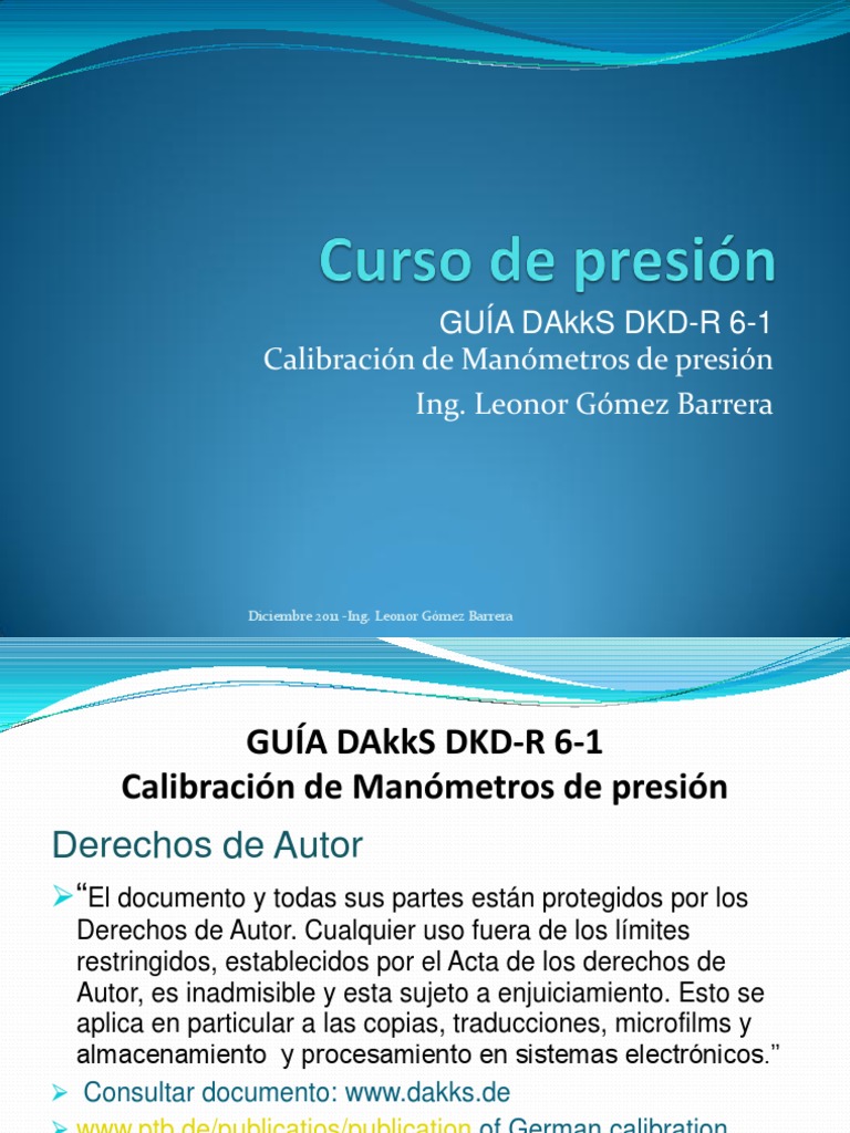 Pasantía Manómetria - DKD R 6-1-2003 | PDF | Calibración | Medida de ...