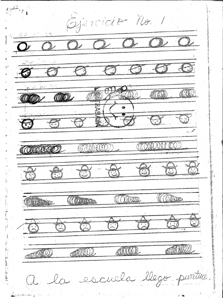 Ejercicios de Caligrafia en Doble Raya.