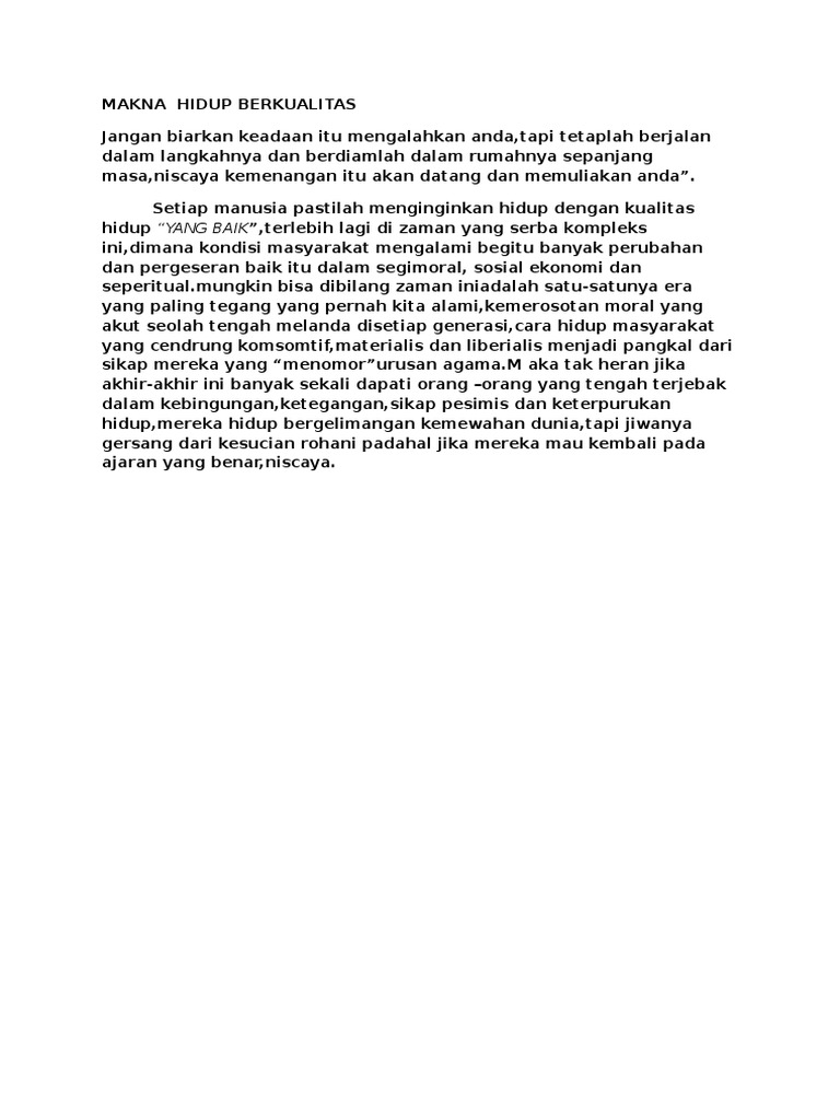 Makna Hidup Berkualitas | PDF
