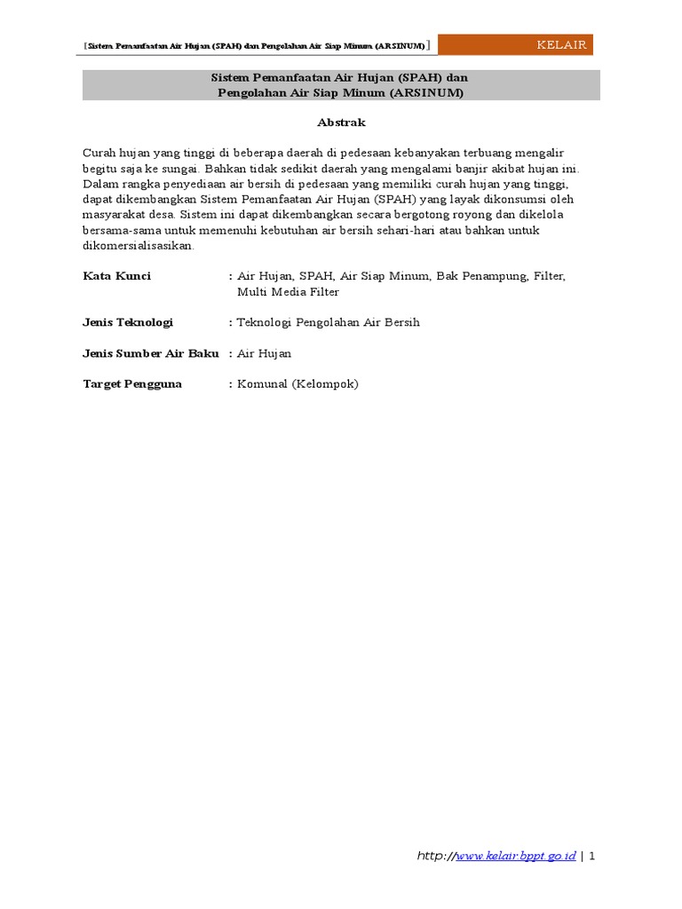 Sistem Pemanfaatan Air Hujan | PDF