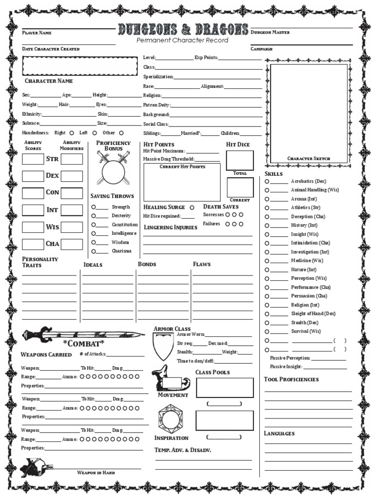 D&D5E Character Sheet OSR Style PDF | PDF