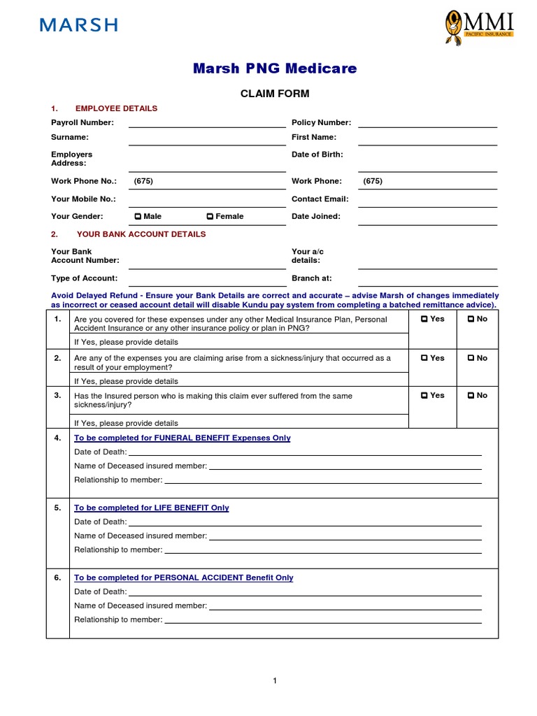 Pacific MMI Claim Form | PDF