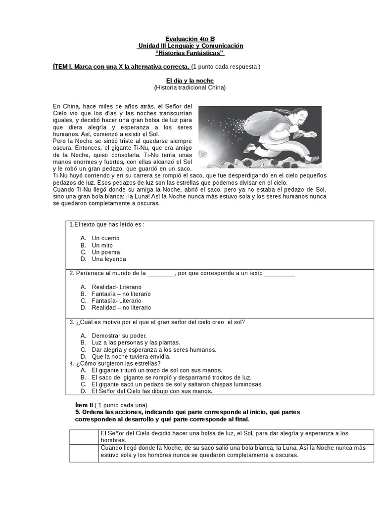 Evaluación de Mitos y Fantasía en 4to B | PDF | Dom | Fantasía