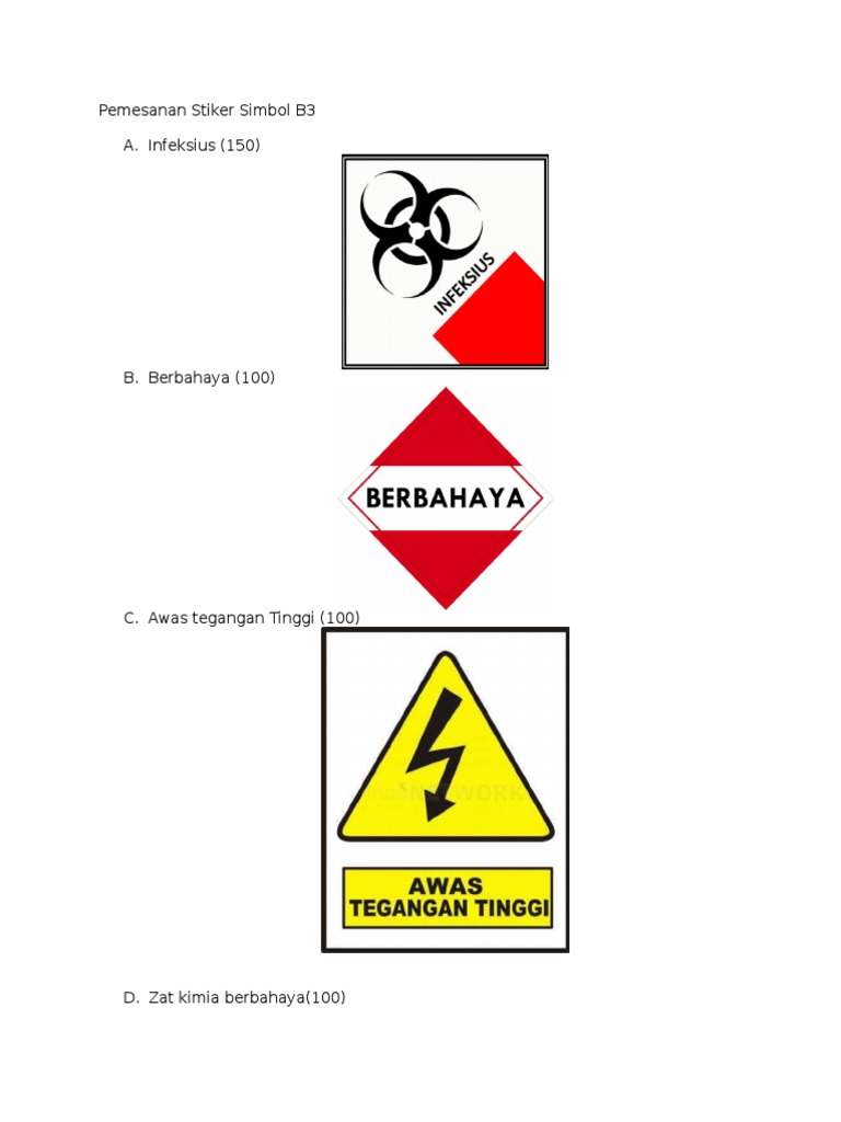Stiker Simbol B3 Instalasi Hygiene Sanitasi | PDF