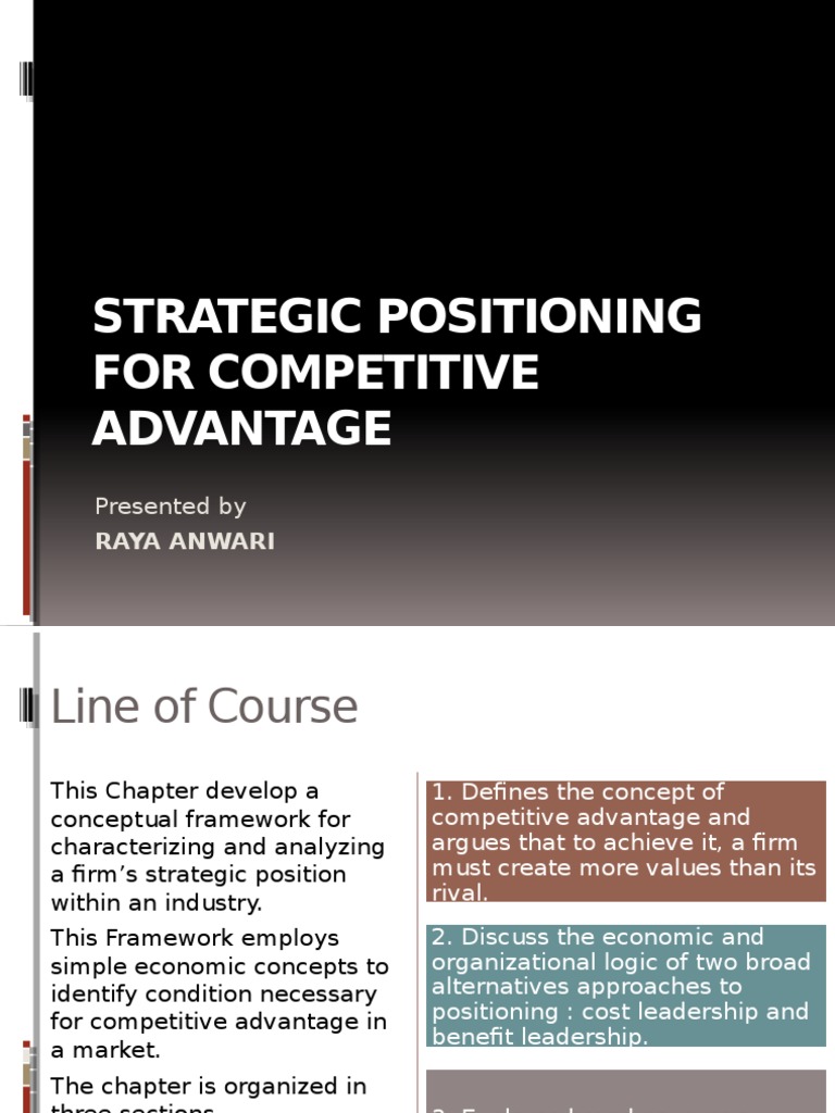 Strategic Positioning for Competitive Advantage: A Framework for ...