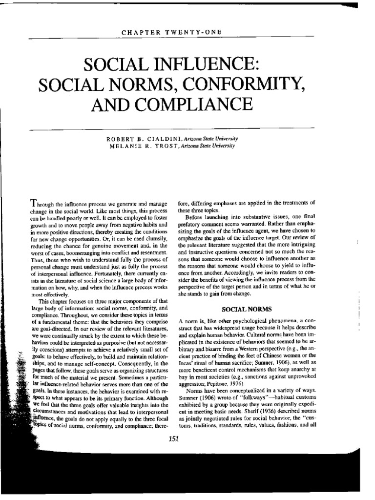 Social Influence - Social Norms Conformity and Compliance 1998 PDF | PDF
