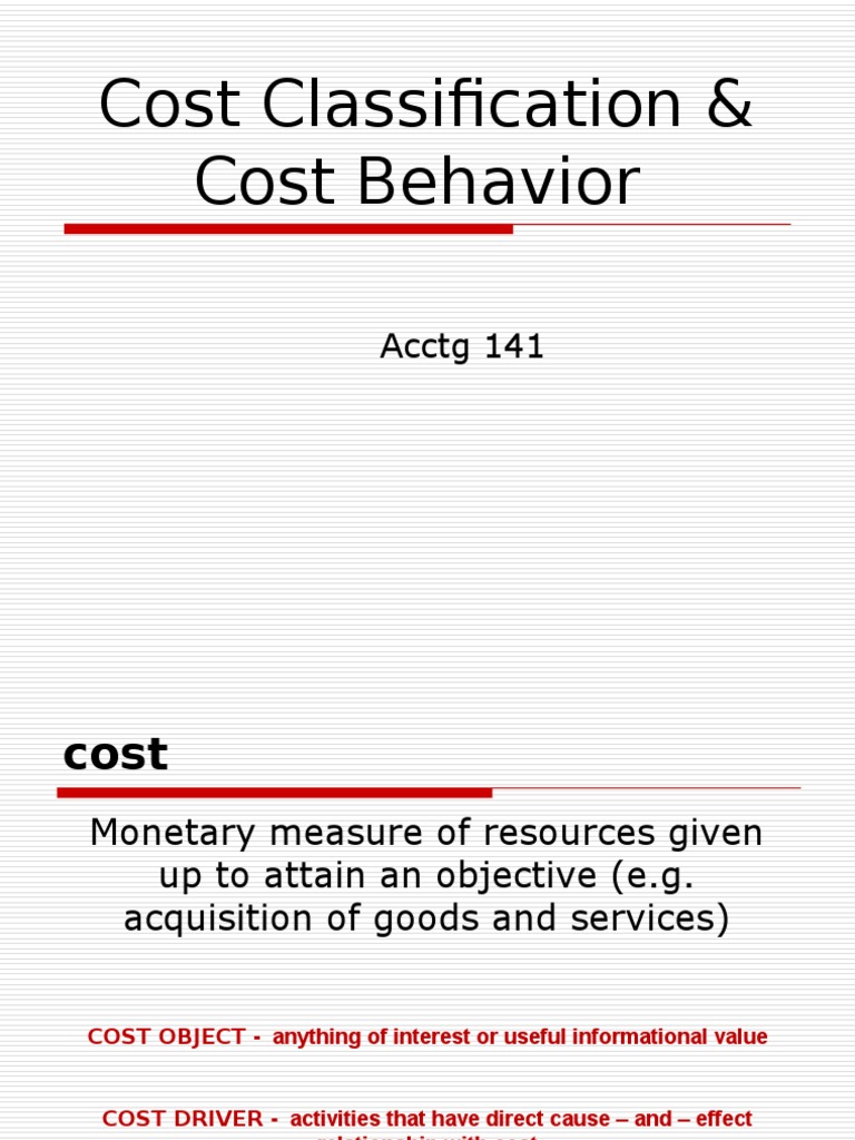 Cost Classification &Behavior.pptx | Cost Of Goods Sold | Inventory