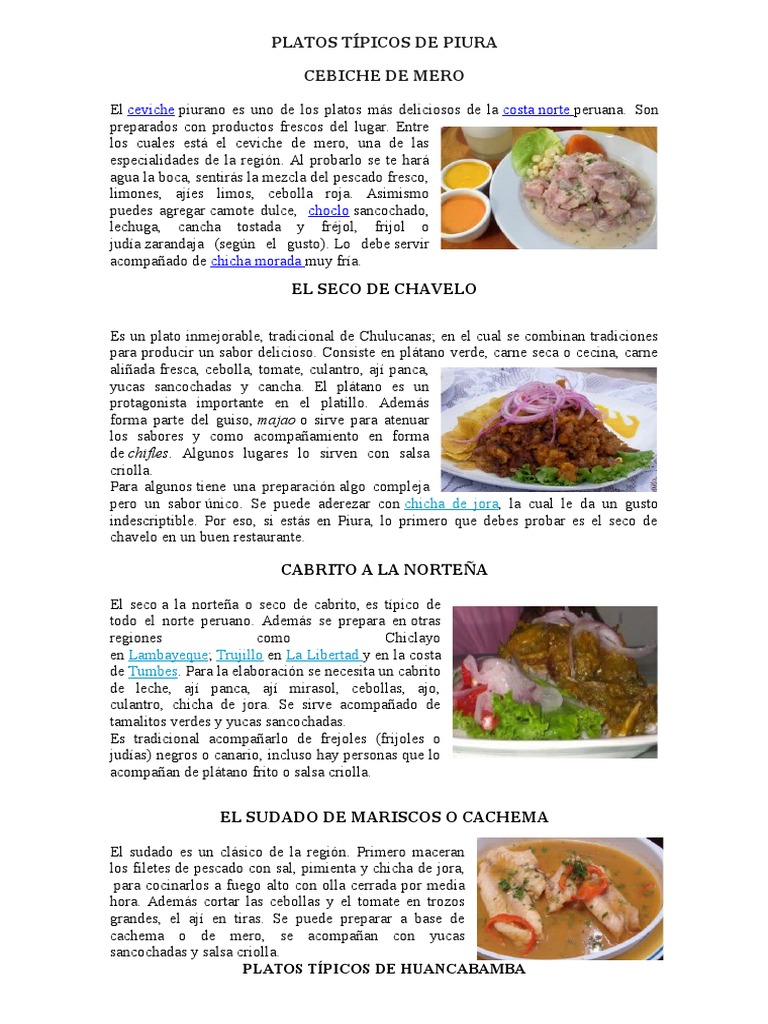 Platos Típicos de Piura | PDF | Cocina de las Americas | Alimentos