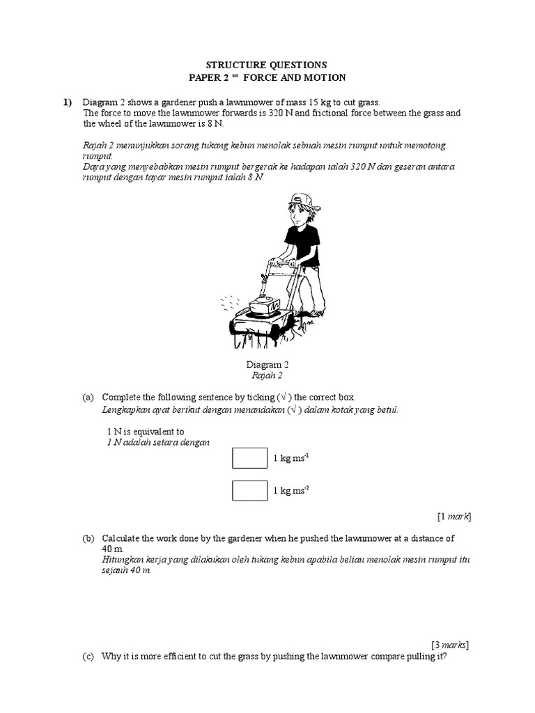 Q Paper Force and Motion Structure | PDF