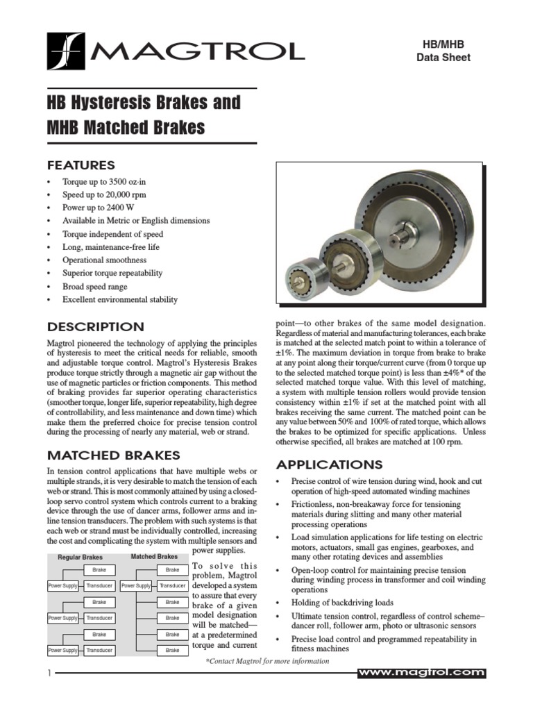 Magtrol Hysteresis Brake Overview | PDF | Hysteresis | Inductor