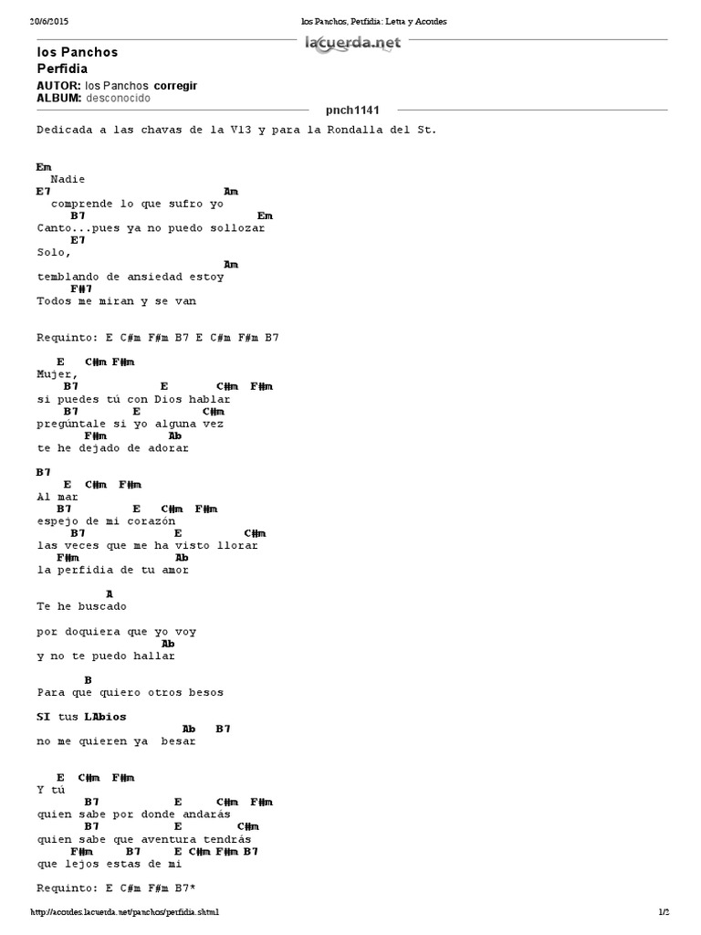 Letra y Acordes de Perfidia | PDF | Poesía