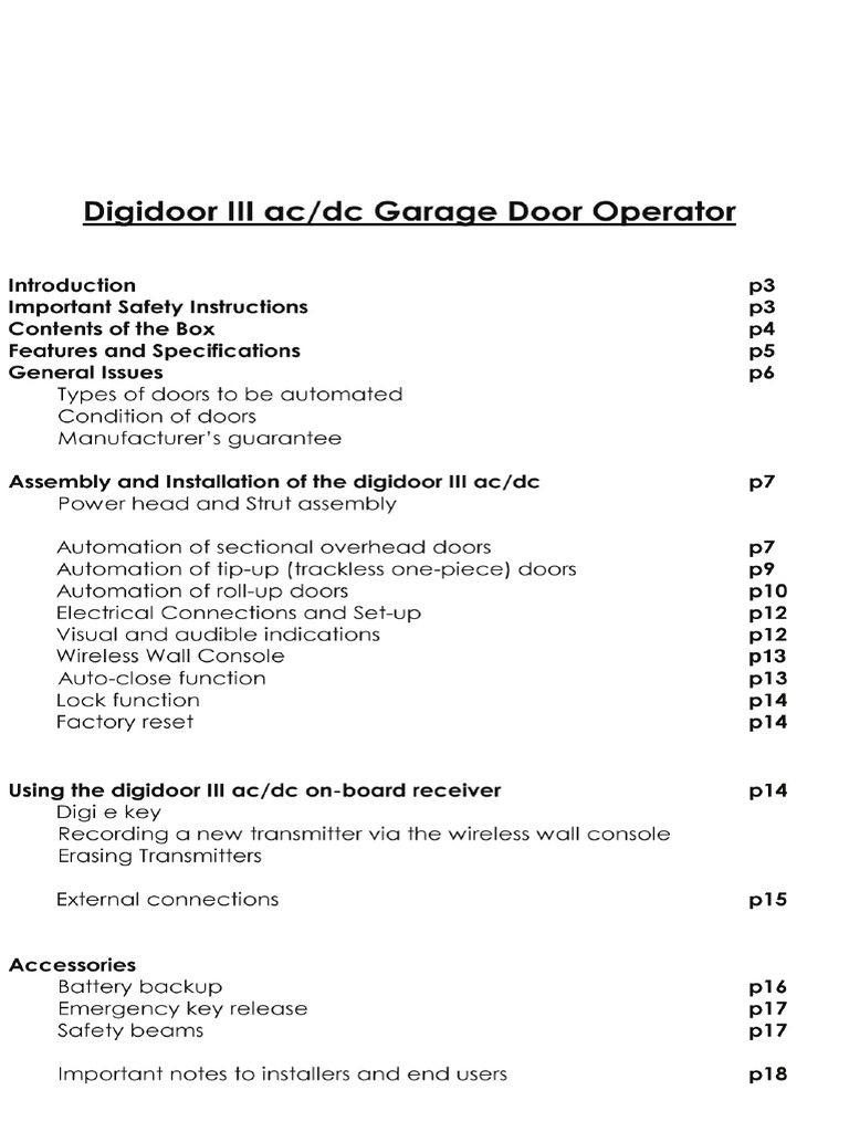 Digidoor III Manual | PDF | Door | Mains Electricity