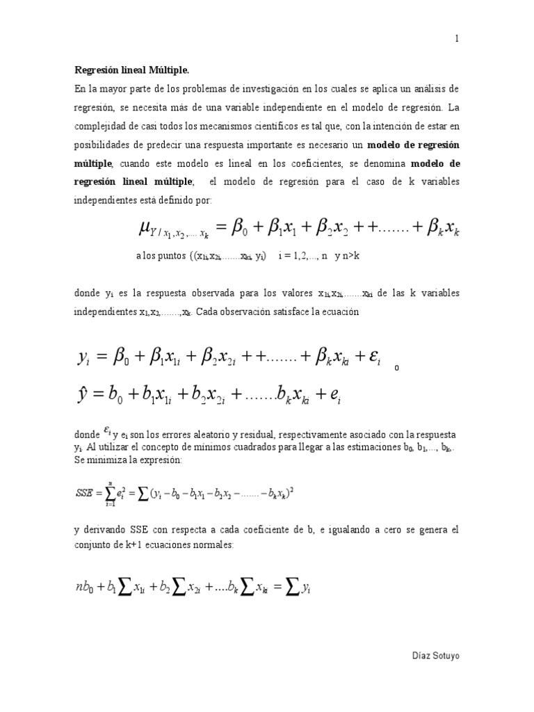 Regresión Lineal Múltiple Ejemplos Y Aplicaciones Pdf Regresión 3510