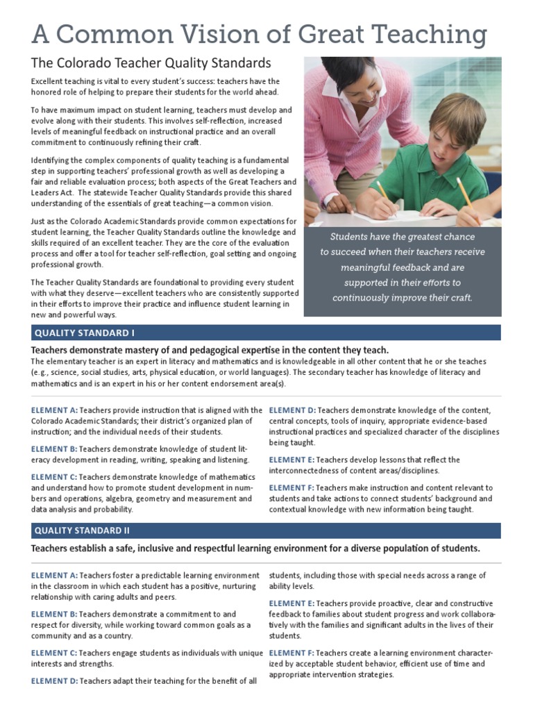 Colorado Teacher Quality Standards | PDF | Teachers | Leadership