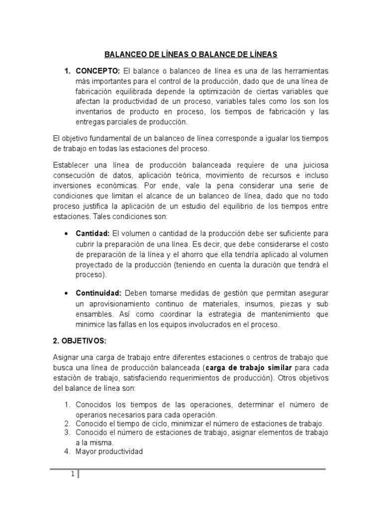 Balanceo de Lineas o Balance de Lineas | PDF | Procesos de negocio ...