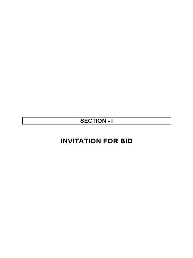 Invitation For Bid: Section - I | PDF