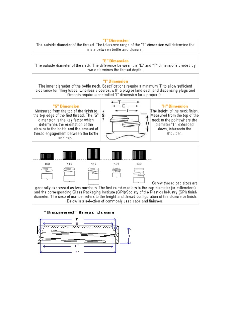 Bottle Cap and Neck Finish Standards | PDF