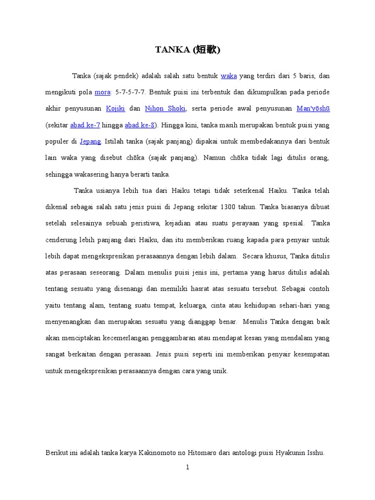 Memahami Tanka: Puisi Tradisional Jepang | PDF | Klasik