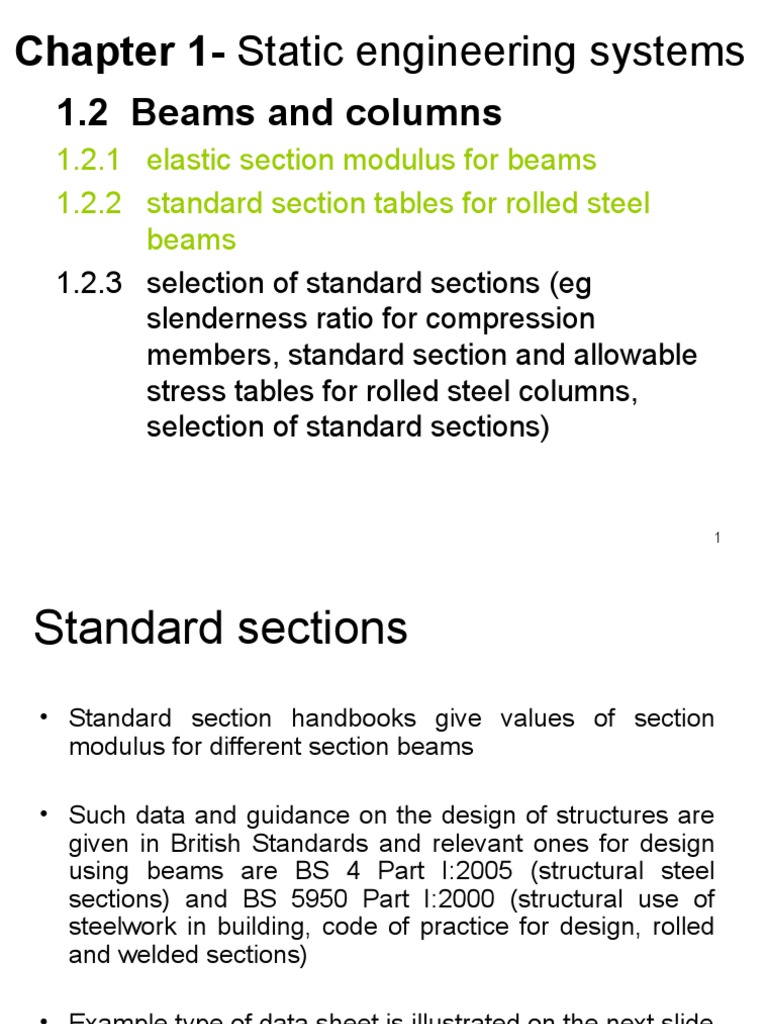 1.2 Beams and Columns: Chapter 1-Static Engineering Systems | PDF ...