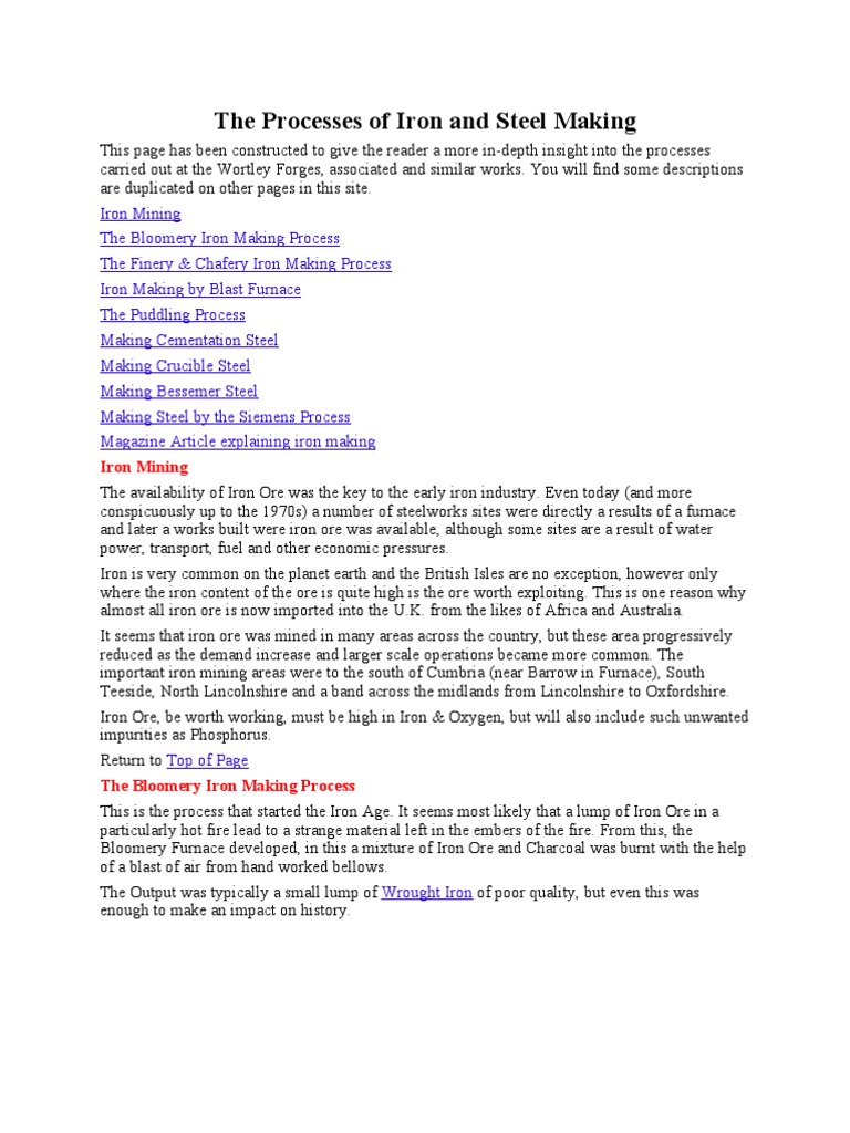 The Processes of Iron and Steel Making | PDF | Steel | Blast Furnace