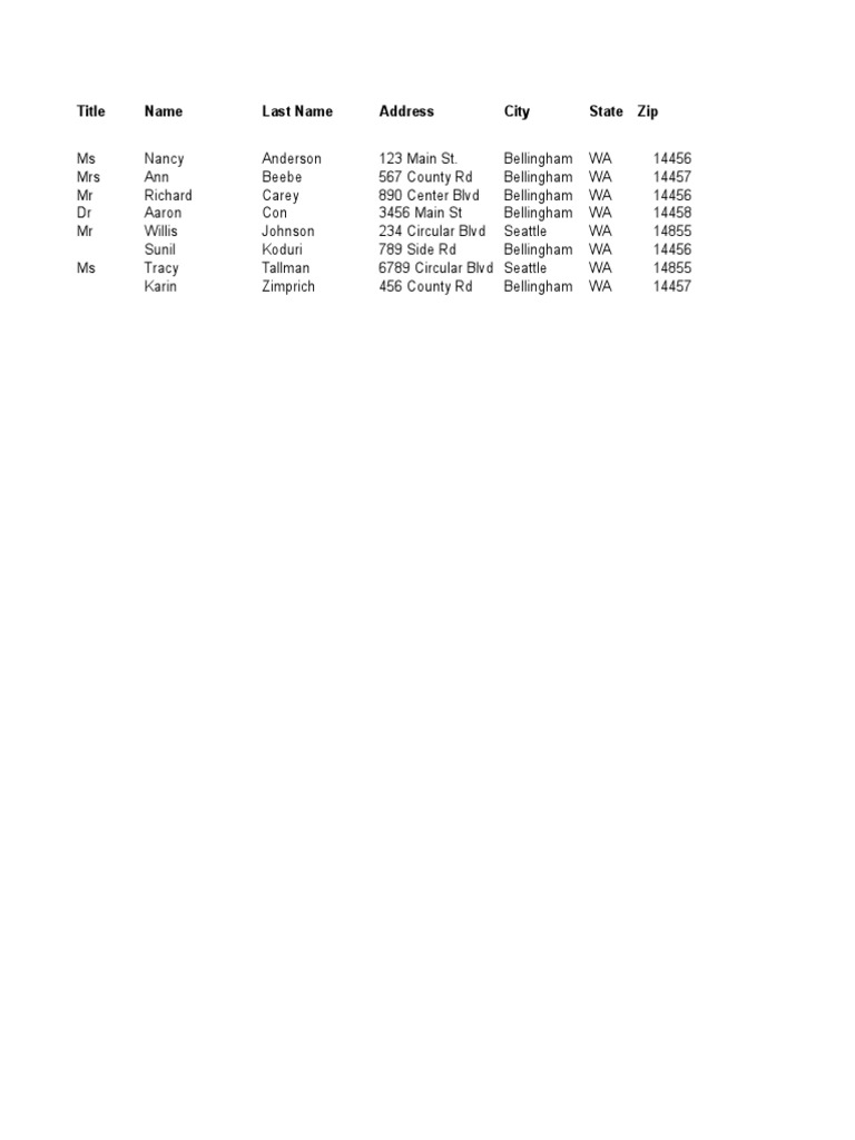 Title Name Last Name Address City State Zip | PDF | Sports & Recreation
