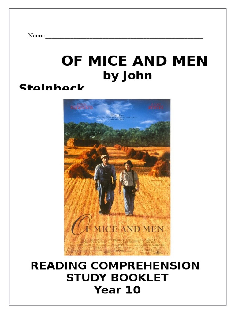 Of Mice and Men Reading Comprhension Booklet 2016 | PDF | Reading ...