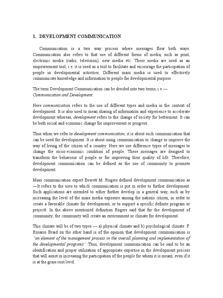Development Communication | PDF | Mass Media | Community
