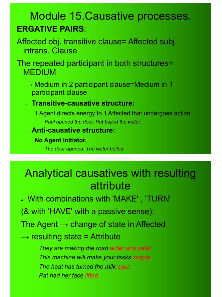 Module 15.causative Processes.: Ergative Pairs | PDF