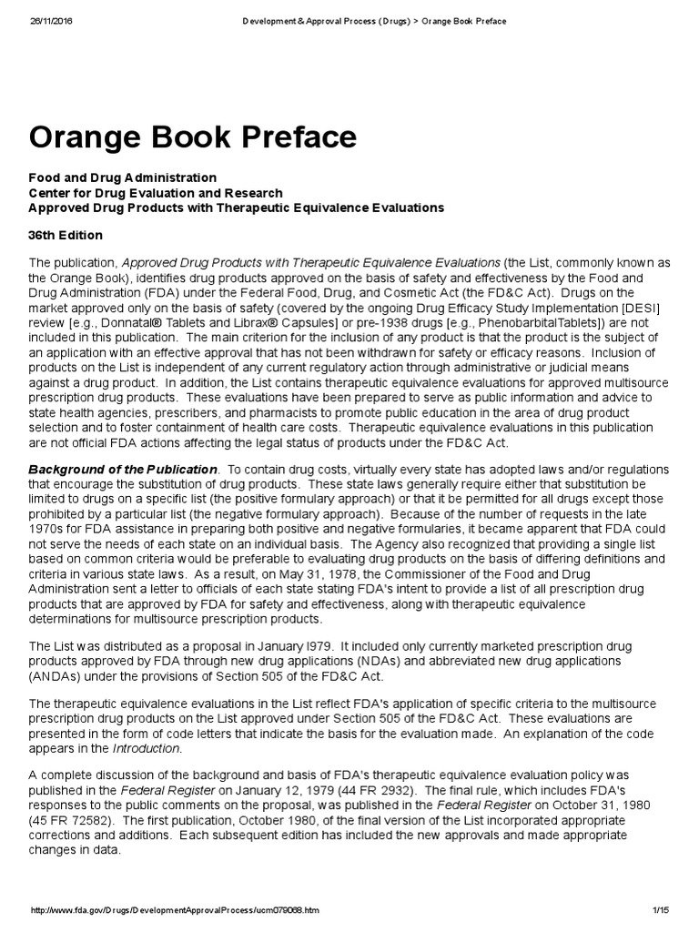 Development & Approval Process (Drugs) - Orange Book Preface | PDF ...