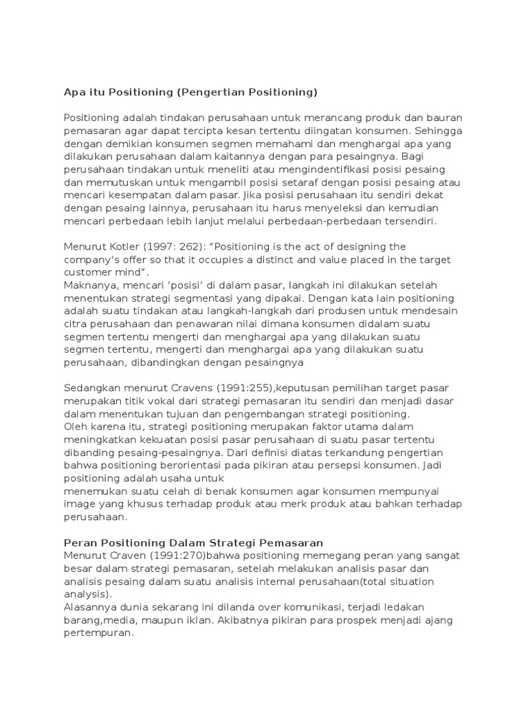 Apa Itu Positioning | PDF