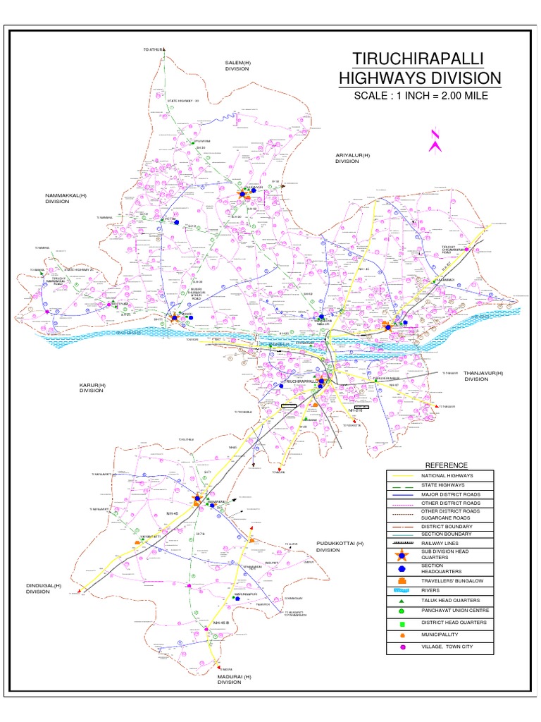 Map of State Highway 30 between Tiruchirappalli and Namakkal ...
