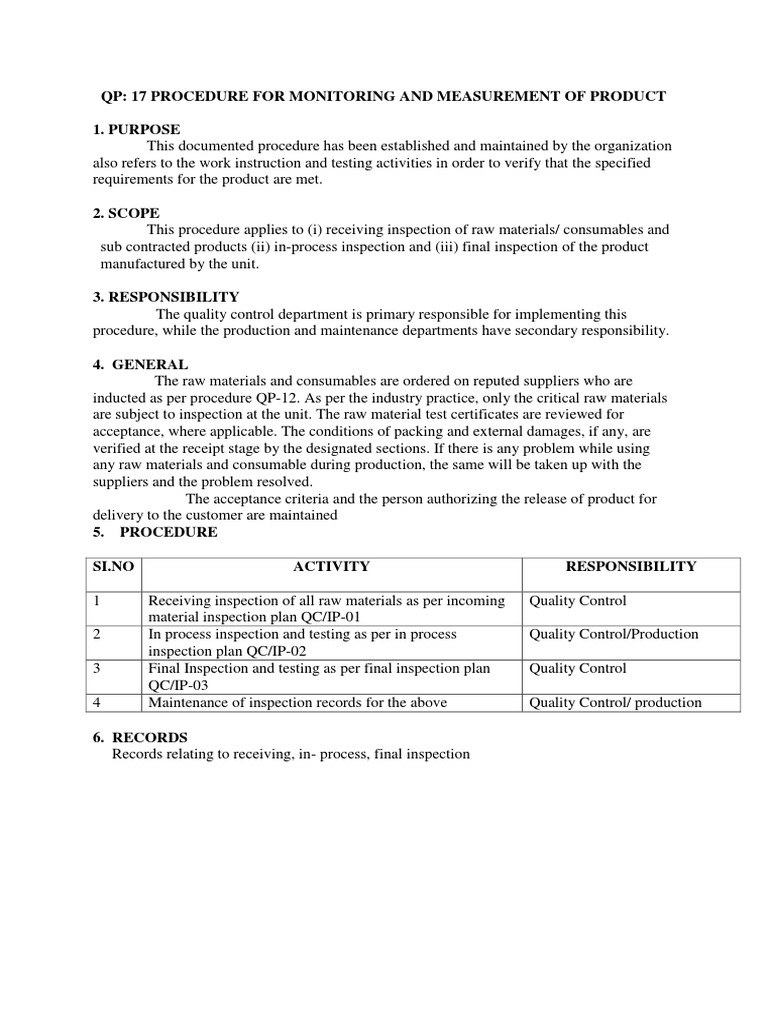 1.procedure For Incoming Material. Customer Products (6 Files Merged ...