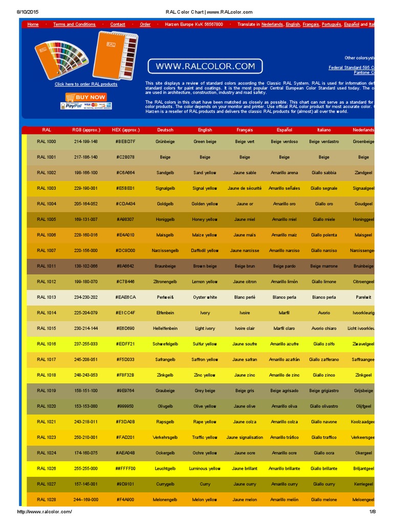 RAL Color Chart and Ordering Guide | PDF | Computers | Technology ...