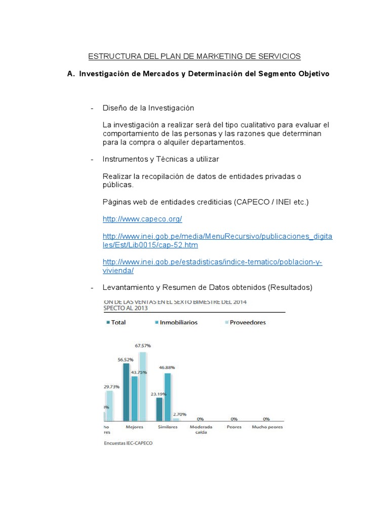 Estructura Del Plan De Marketing De Servicios Pdf Producto Negocio