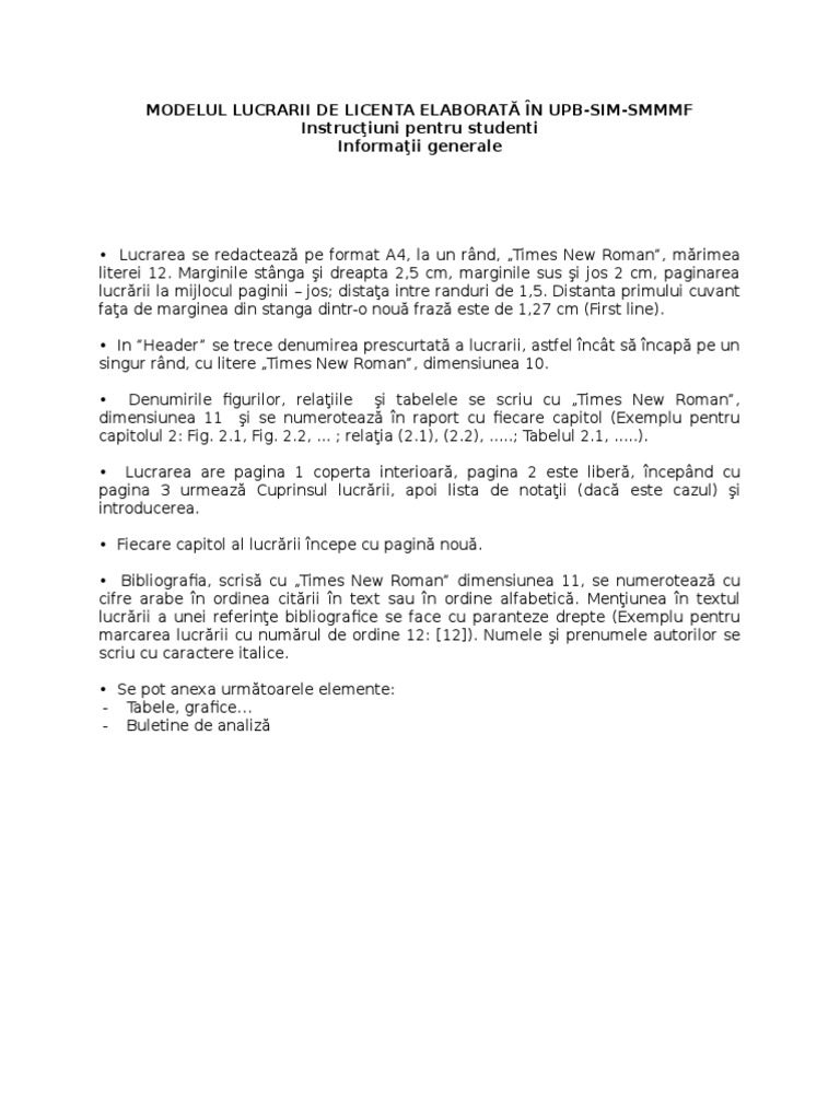 Model Lucrare de Licenta 2012 | PDF