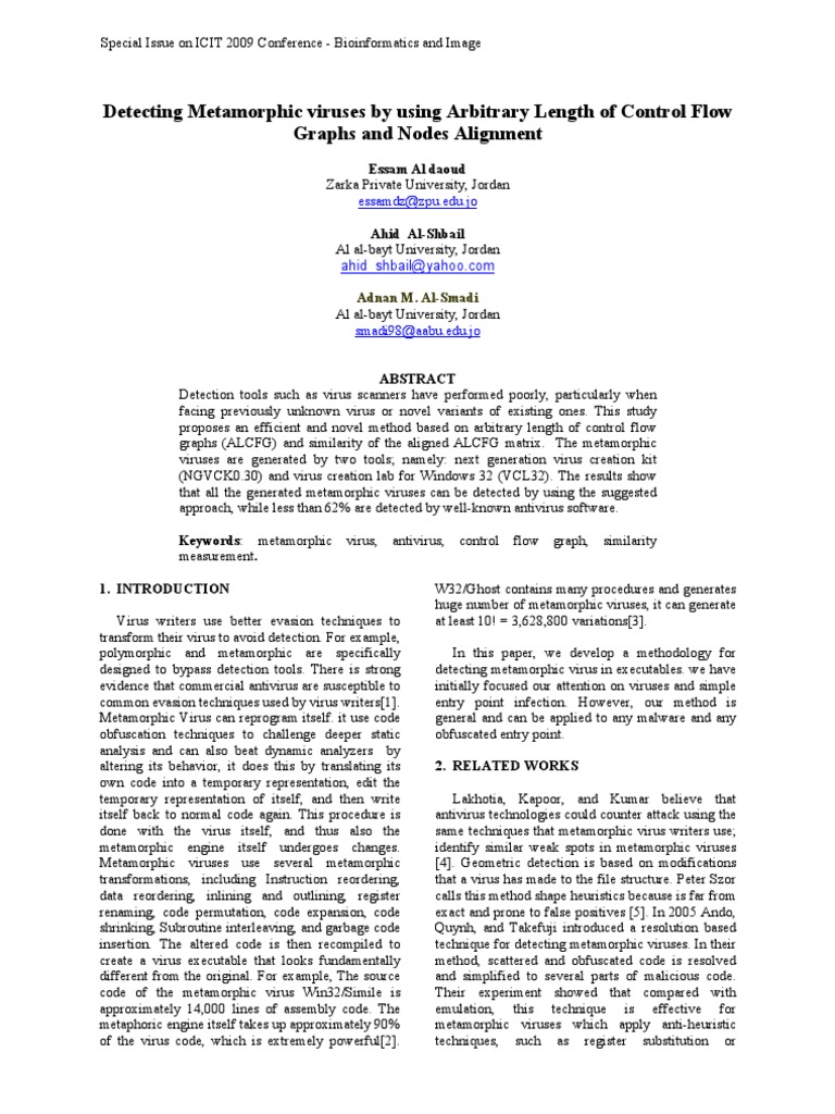 Detecting Metamorphic Viruses by Using Arbitrary Length of Control Flow ...