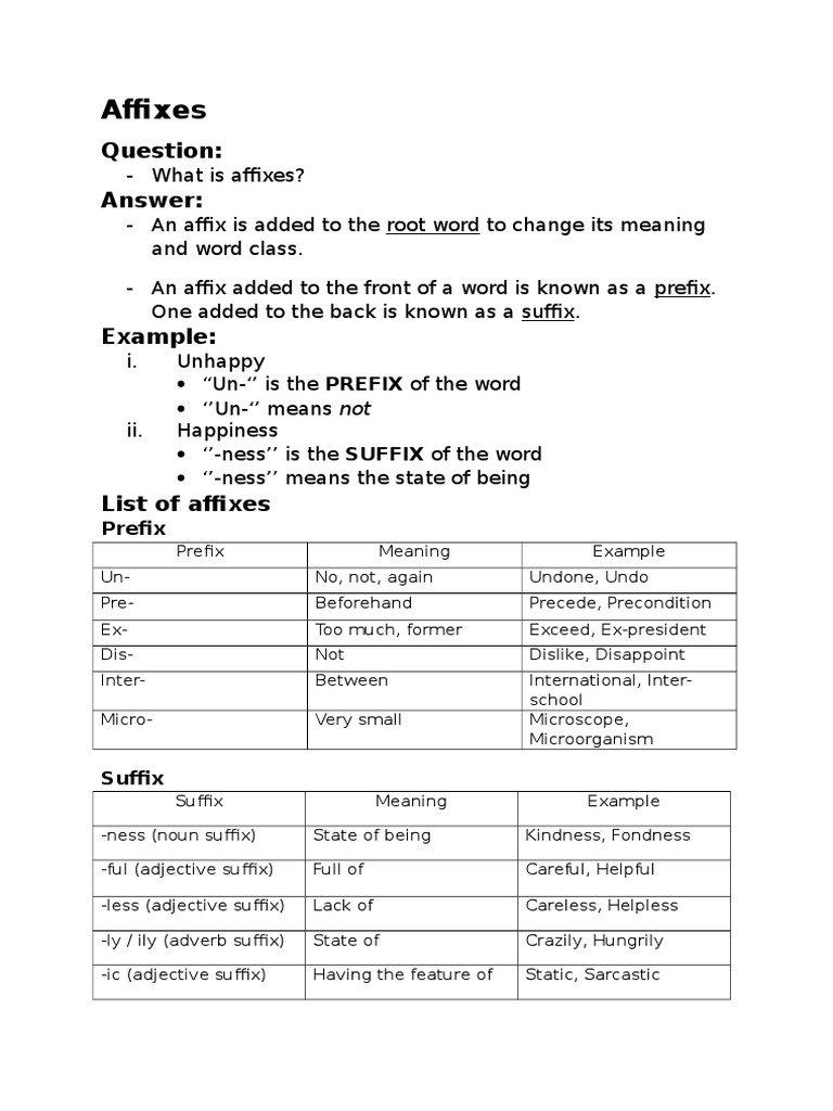Affixes