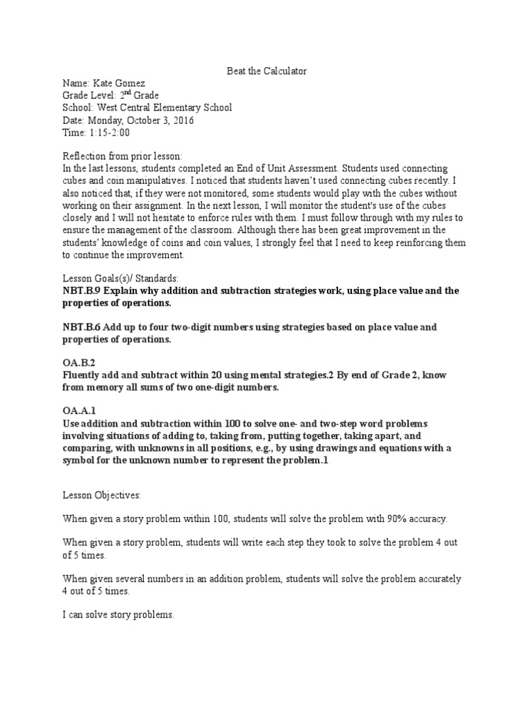 Math - Beat The Calculator | PDF | Homework | Teaching Mathematics