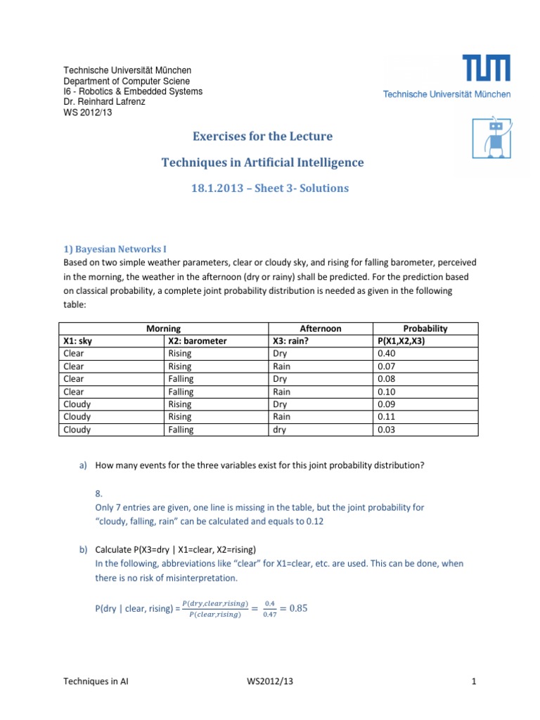 Bayesian Networks in AI Exercises | PDF | Computers