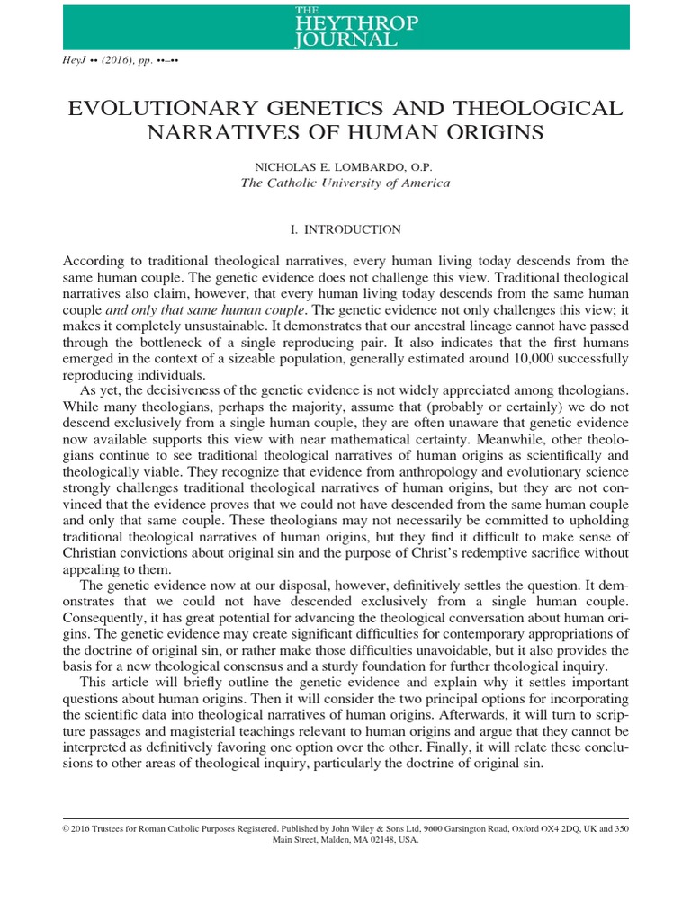 Lombardo 16 - Evolutionary Genetics and THeological Narratives of Human ...