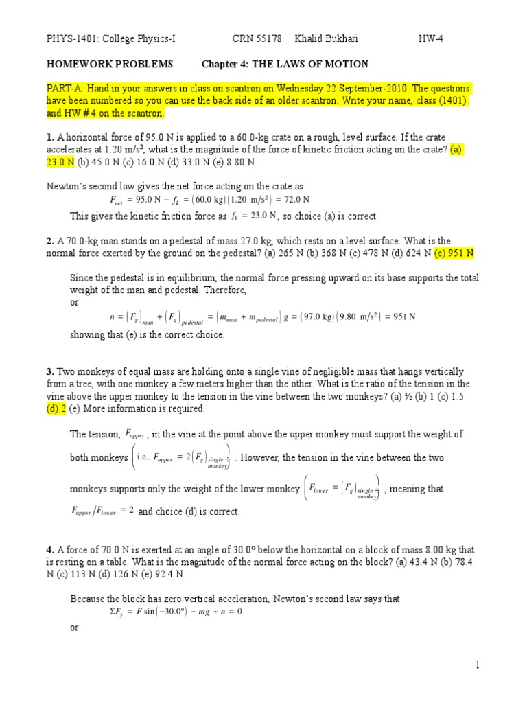 CP S HW CH 4 | PDF | Tension (Physics) | Force