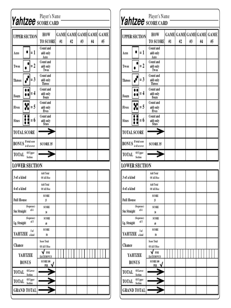 Yahtzee PDF | PDF