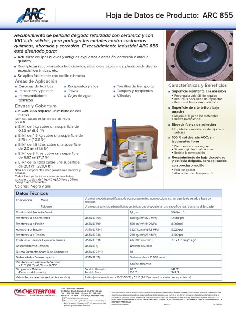 Recubrimiento ARC 855 para Metales | PDF | Revestimiento | Materiales