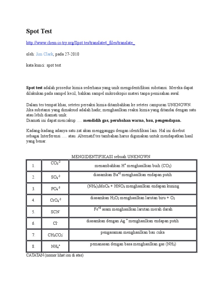 Spot Test | PDF