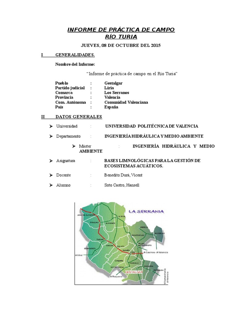 Informe de Práctica de Campo | PDF | Agua subterránea | Río