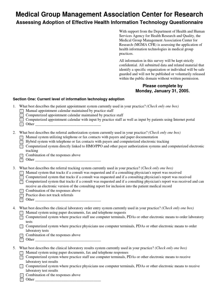 Assessing Adoption of Effective Health Information Technology ...