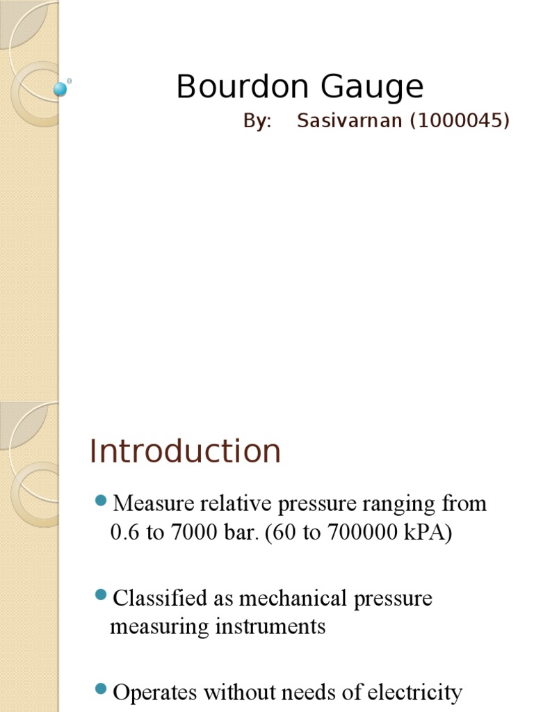 Bourdon Gauge: By: Sasivarnan (1000045) | PDF