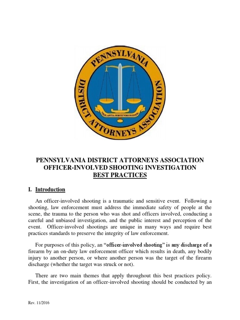 PDAA Officer-Involved Shooting Best Practices | PDF