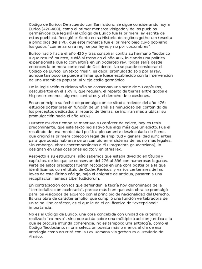 Código de Eurico | PDF | Viajes y turismo | Clásicos