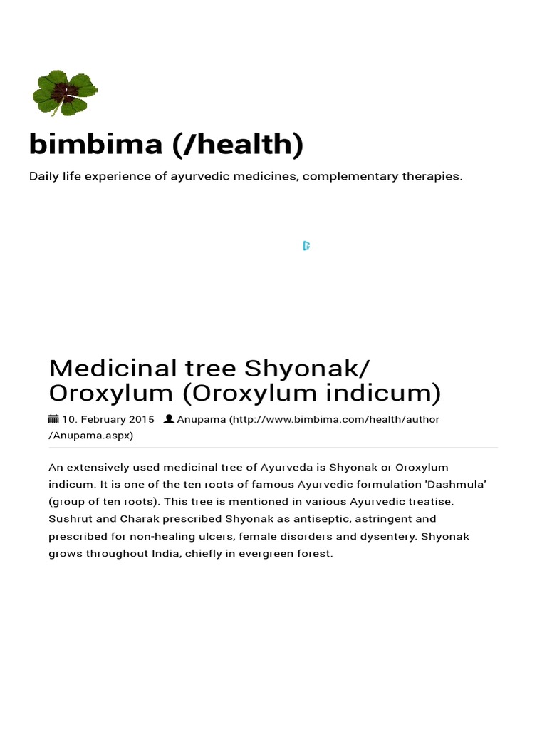 Ayurvedic Uses of Shyonak (Oroxylum) | PDF | Ayurveda | Plants
